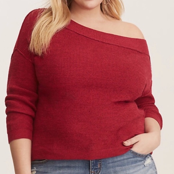 torrid | Tops | Torrid Red Off Shoulder Pullover Sweater | Poshmark